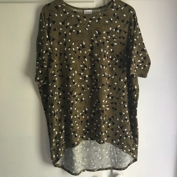LuLaRoe | Tops | Olive Green Floral Print Irma | Poshmark